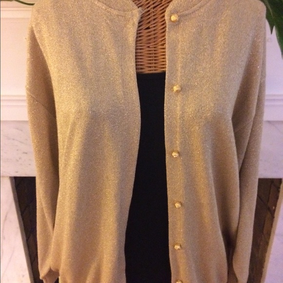 Vintage | Sweaters | Vintage Sparkling Gold Cardigan Sweater | Poshmark